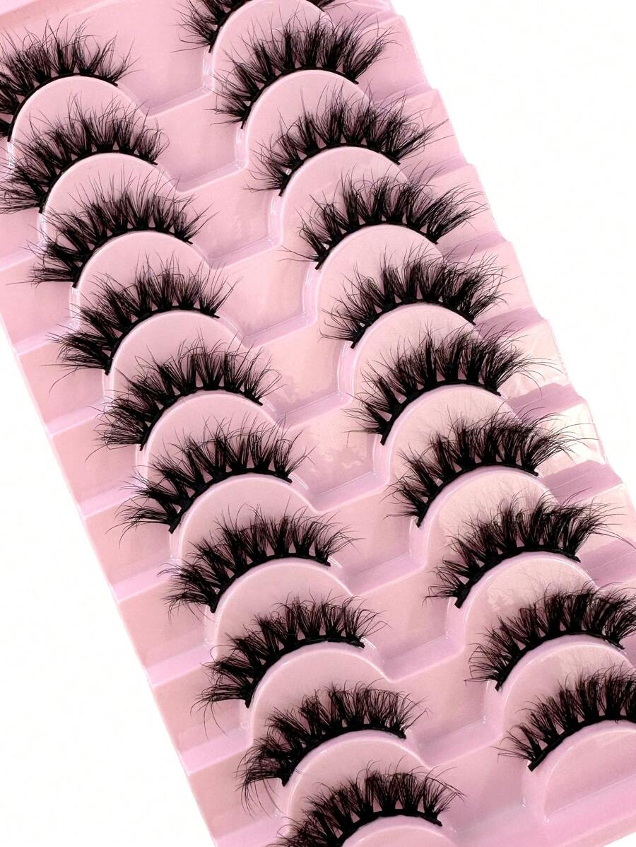 10 Pairs 8D Thick, Voluminous And Curly Mink Eyelashes, Fluffy And ...