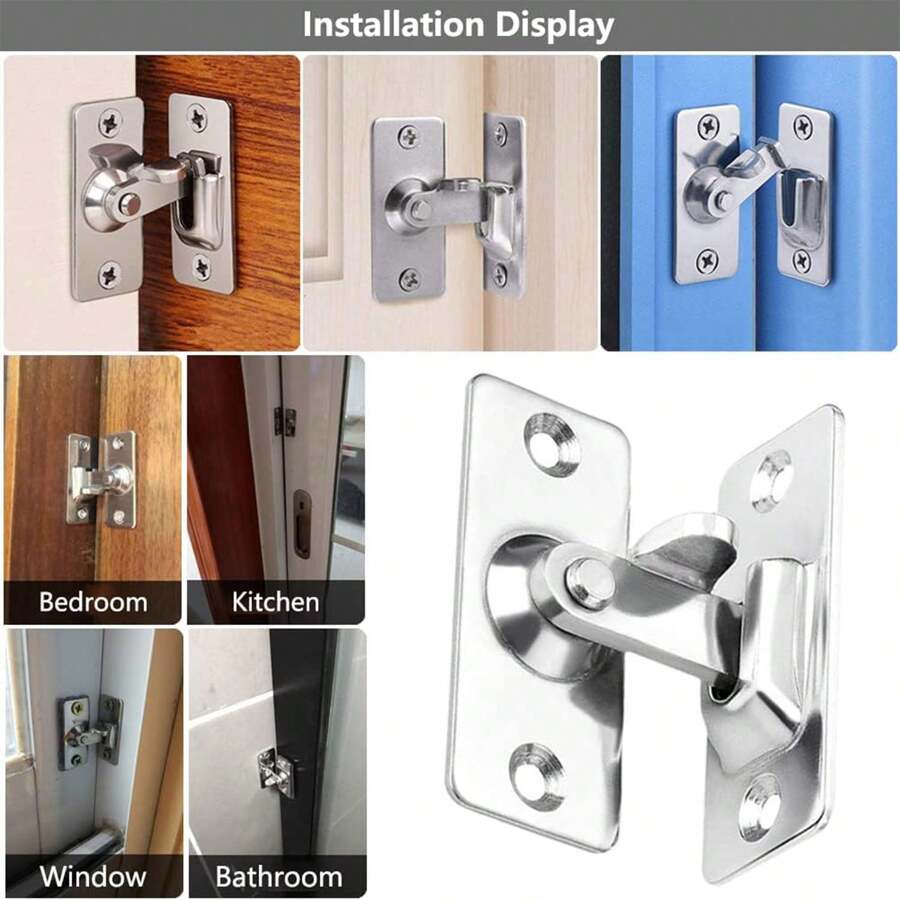 90-Degree Slide Bolt Lock, Anti-Theft Door Latch For Bathroom & Push ...