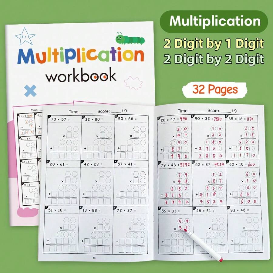 Lachilly 32 Pages Multiplication Two Digit Arithmetic Workbook ...