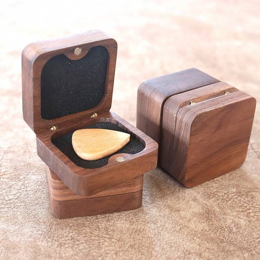Customized Printing Laser Engraving Wooden Magnetic Guitar Pick Box ...