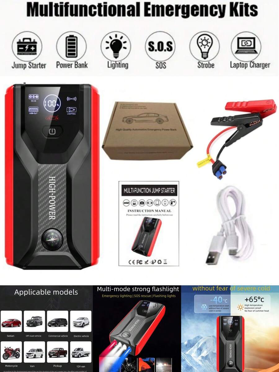 Car Jump Starter, 28000mAh Car Battery Charger, 12V Jump Box Jumper ...