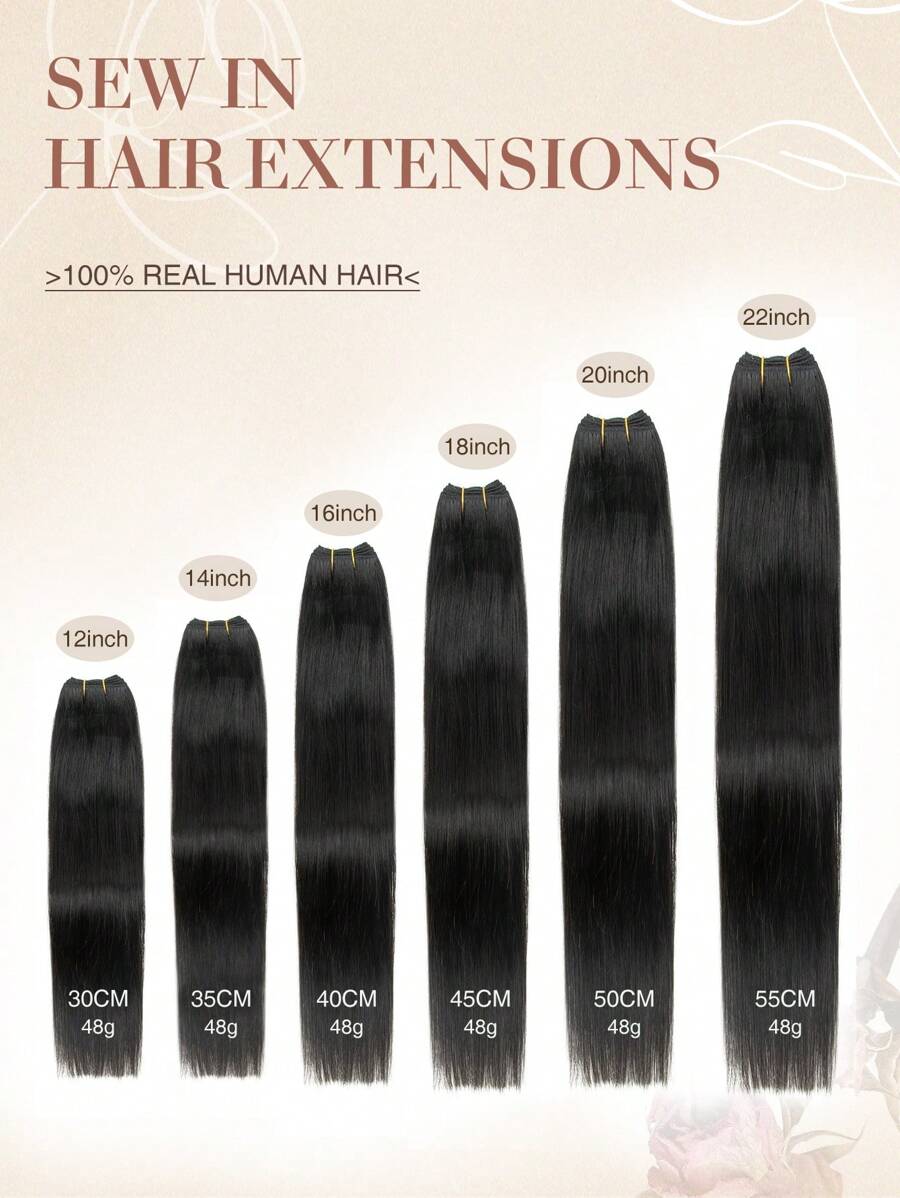 Sew In Hair Extensions Real Human Hair Remy Weft Straight Human Hair ...