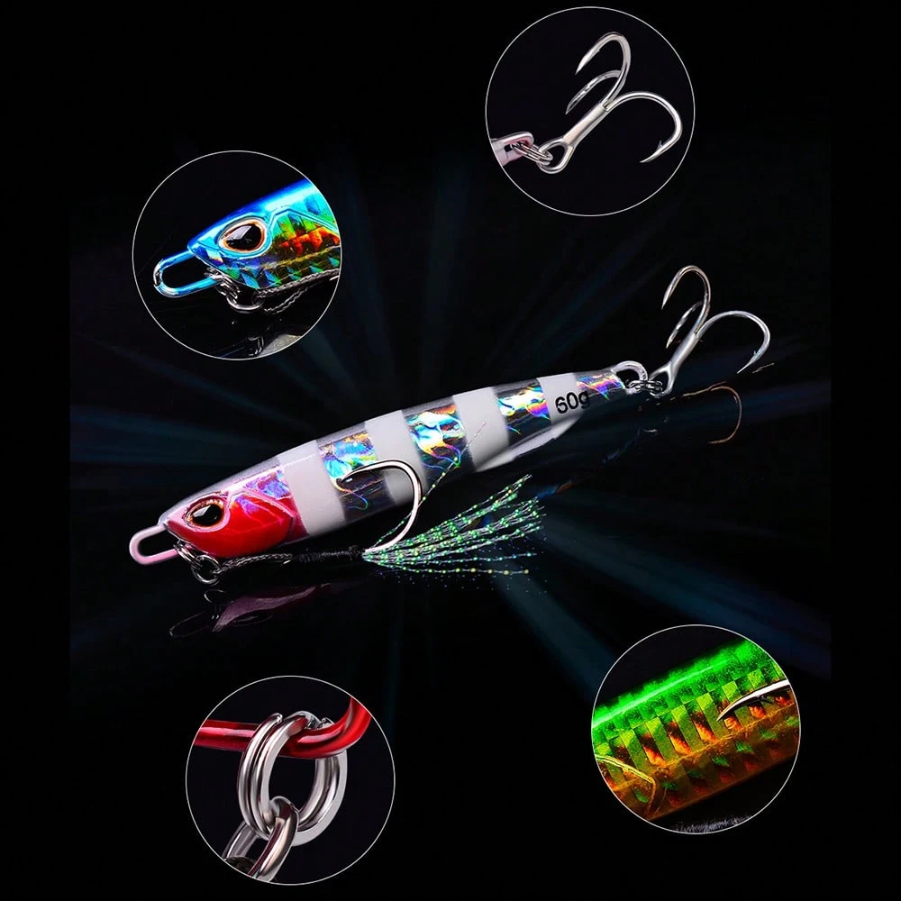 Lure, Sinking Long Distance Casting Metal Jigs Luminous Lead Fish Hook, Realistic Metal Sea ...