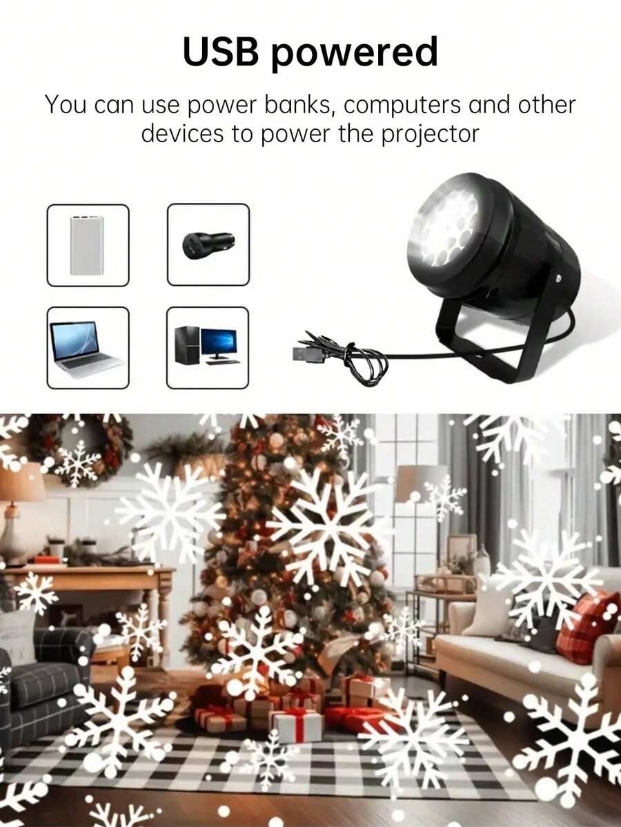 Proyector giratorio de LED en forma de copo de nieve 3D - 2024 Luces navideñas a prueba de ...