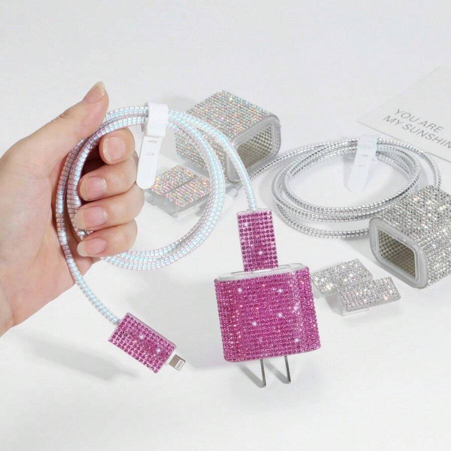 5pcs Bling Diamond Cable Protector For IPhone 14 Pro Max Charger ...