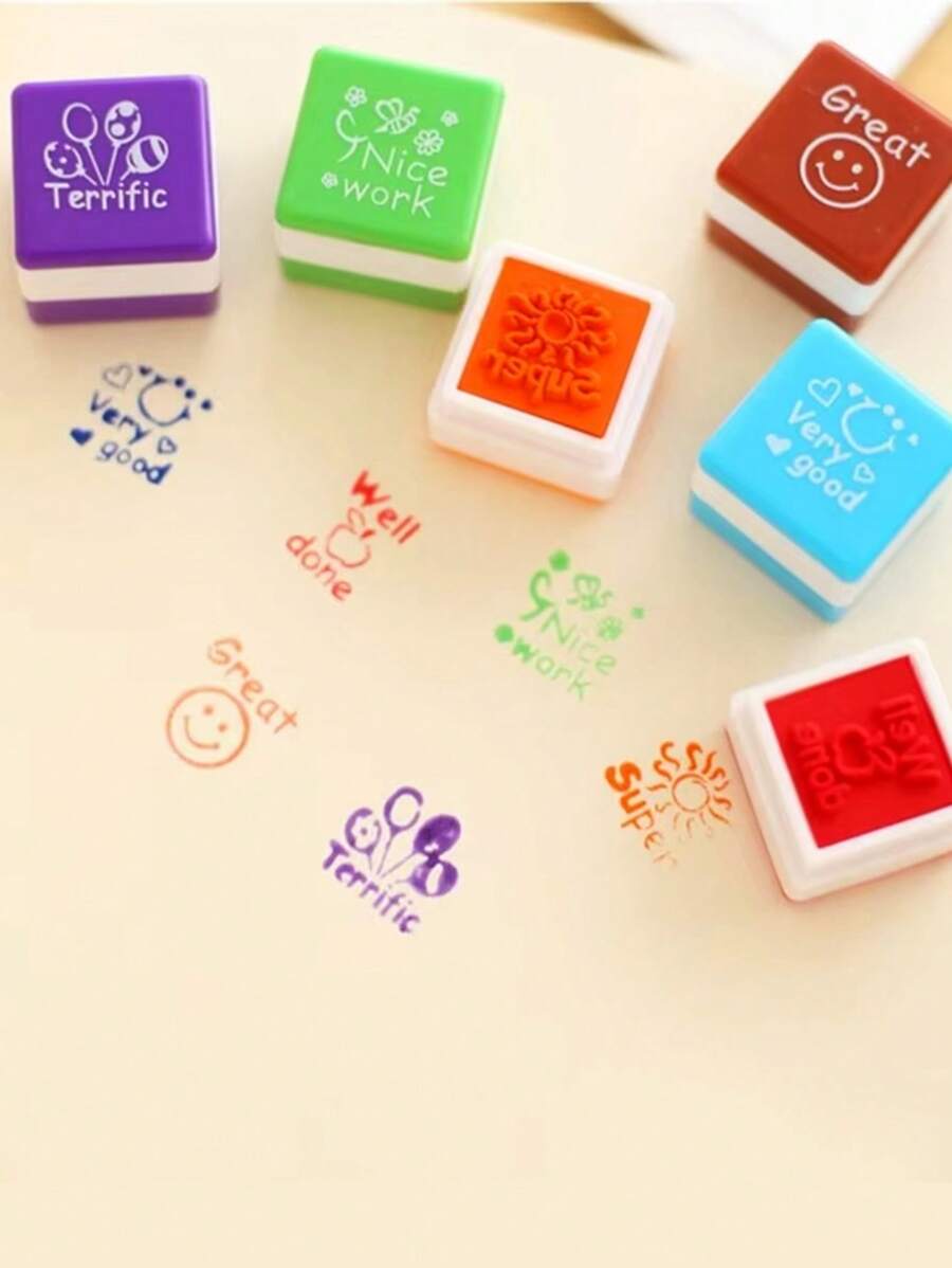 6 Pcs Teacher Stamp Set, Encouragement Rectangle Shaped Stamps For ...