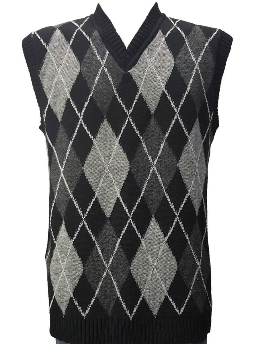 Katlen Tricot Katlen Knit Jacq Diamond Vest | SHEIN USA