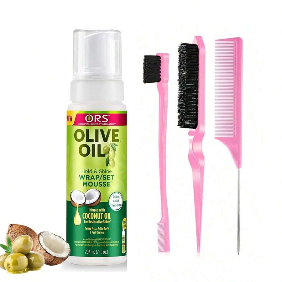 207ML Olive Oil Hold & Shine Wrap Mousse Styling - Olive Oil Mousse For ...