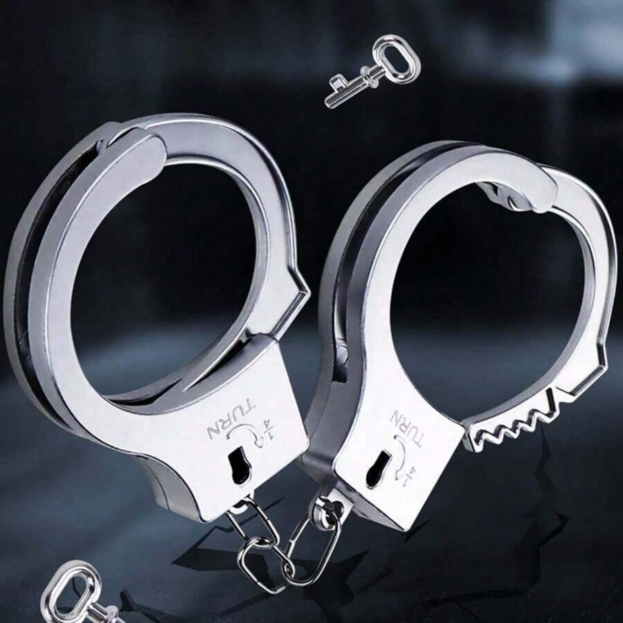 Handcuffs With Keys - Toy Police Costume Prop Accessories Metal Chain ...