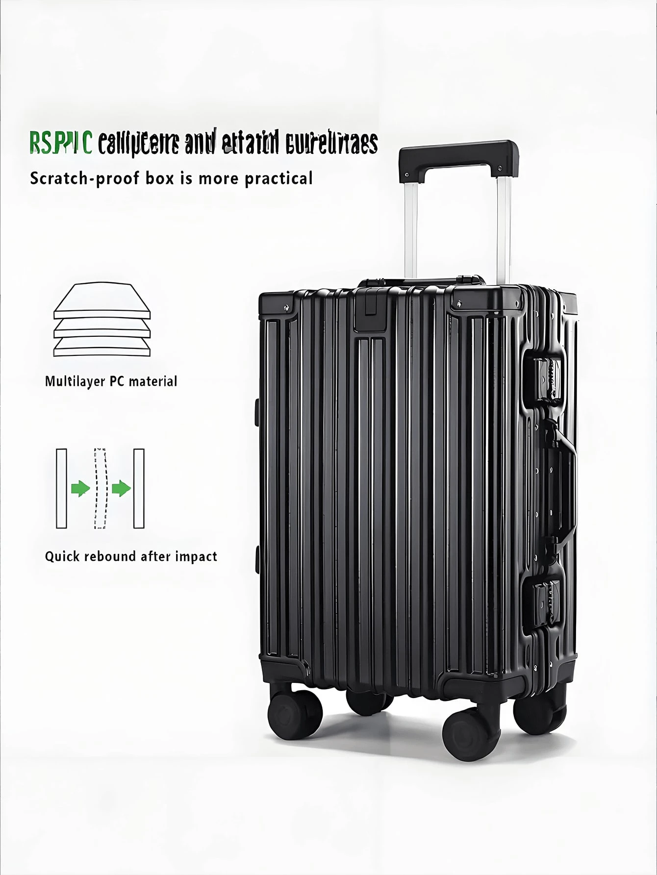 20-Inch Carry-On Suitcase With Aluminum Frame, ABC Hard Shell Suitcase ...