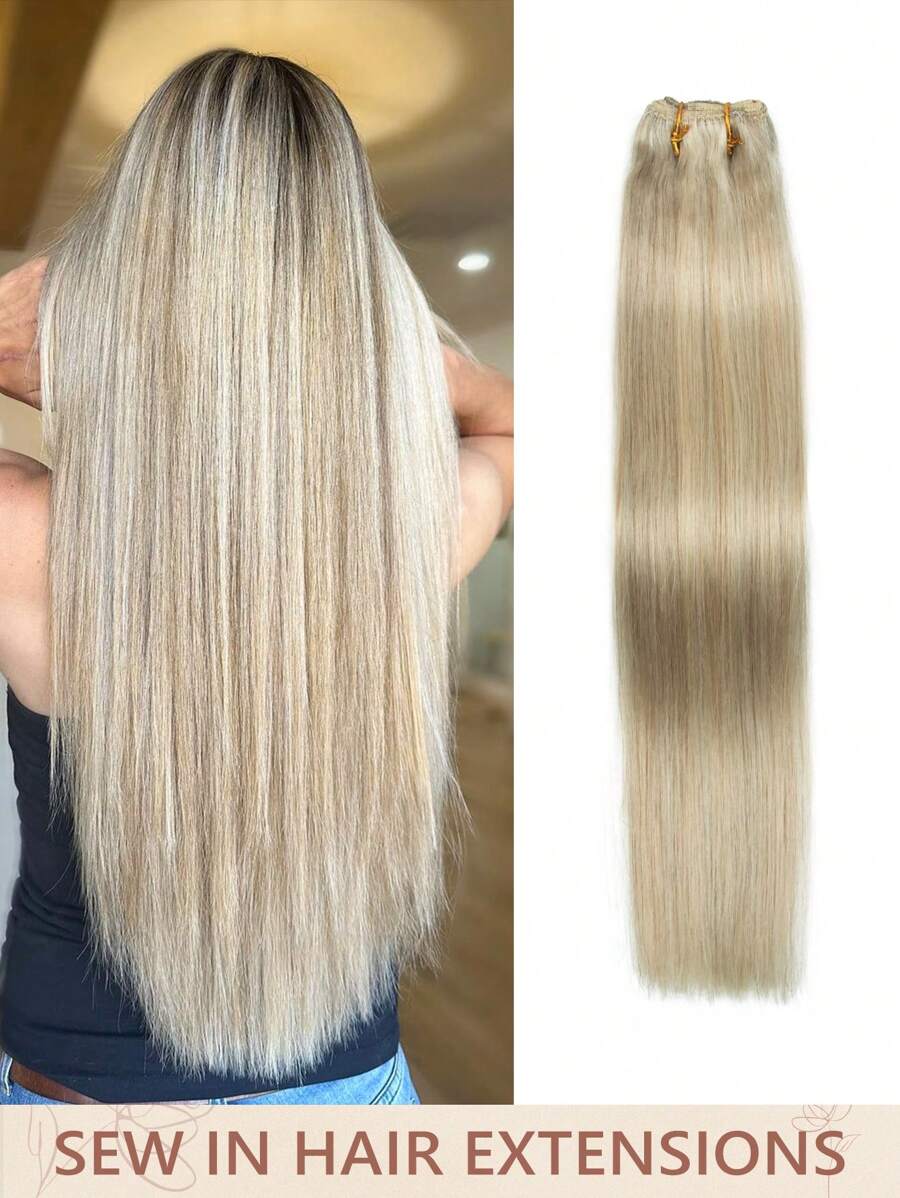 Extensiones de cabello a coser de cabello humano Remy, mechones rectos ...
