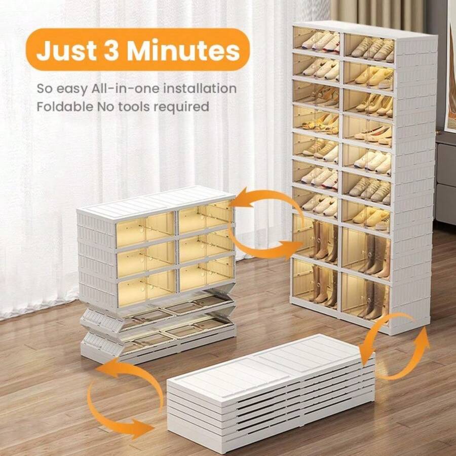 NLDD Expandable 9-Tier Shoe Rack With Clear Doors And Wheels ...