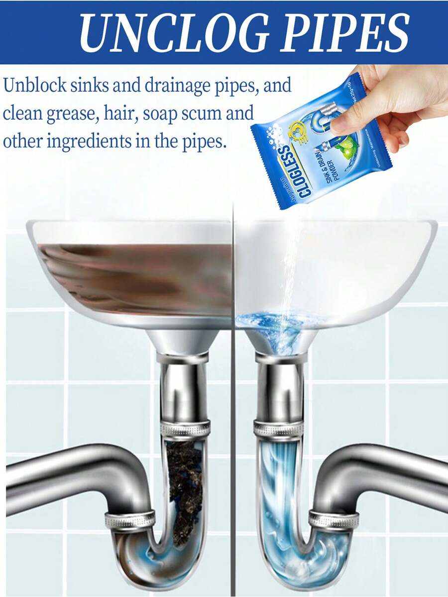 Drain Clogged Clearing Powder - Effectively Deodorize, Unclog, Clean ...