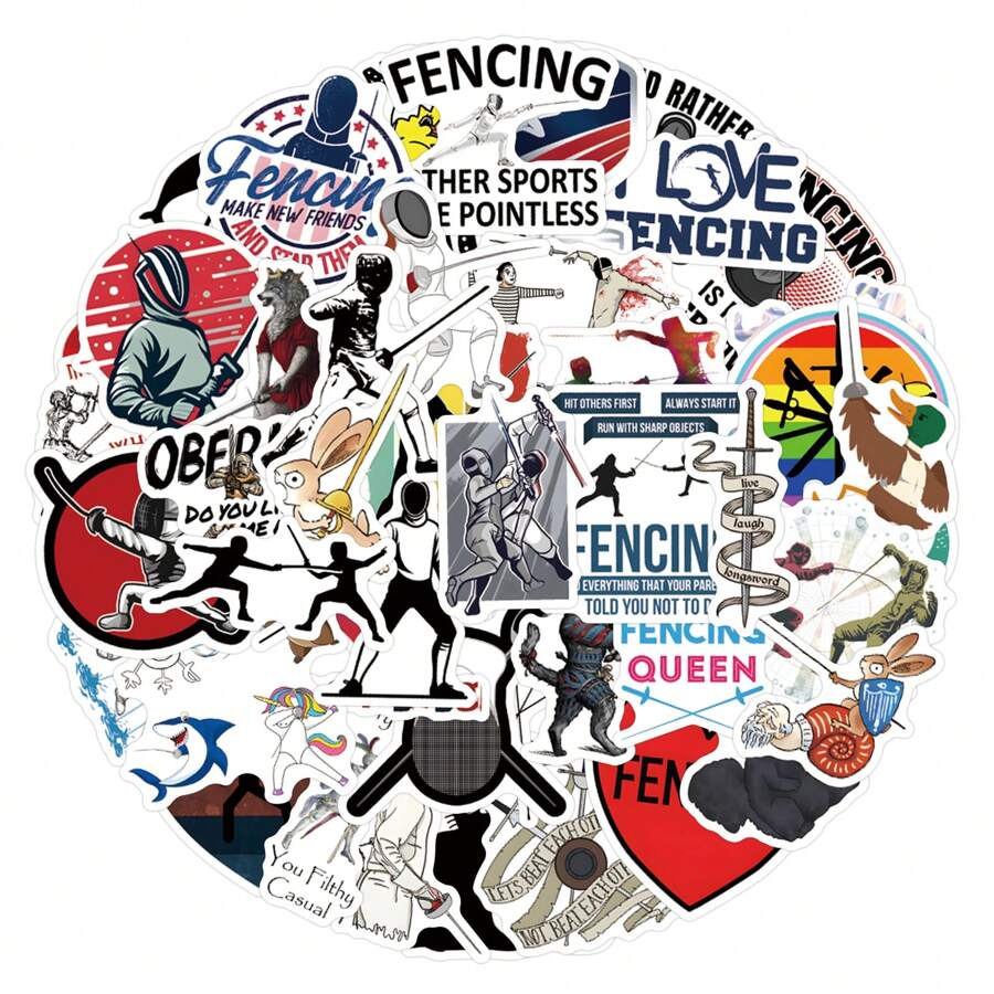 56PCS Fencing Stickers Vinyl Aesthetics Stickers, Decals, Scrapbooking ...