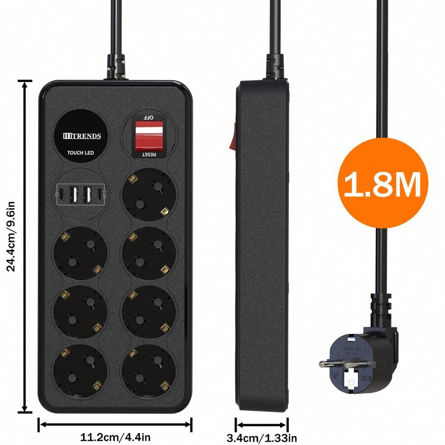 11-In-1 Power Outlet With 2 USB A And 2 USB C Ports Power Outlet With 7-Way AC Outlet For Home ...