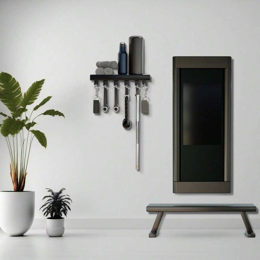 16 Inch Tonal Accessory Floating Shelf Black - With 6 Brackets/Mounts ...