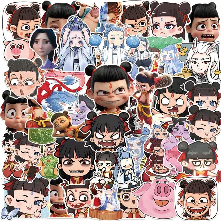50pcs Nezha Cartoon Series Stickers, Cute Expression Stickers For ...