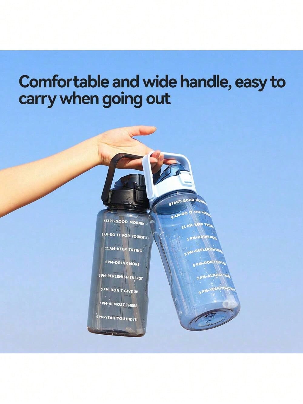 1 Pc Pink 2000ml Capacity Straw Water Bottle With Scale, Fresh Heat-Resistant Sports Plastic ...