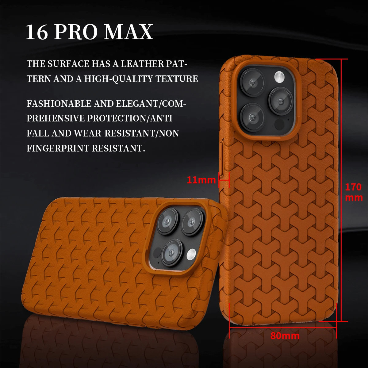 1pc Brown PU Leather Texture Phone Case, Premium Leather Grain Pattern ...