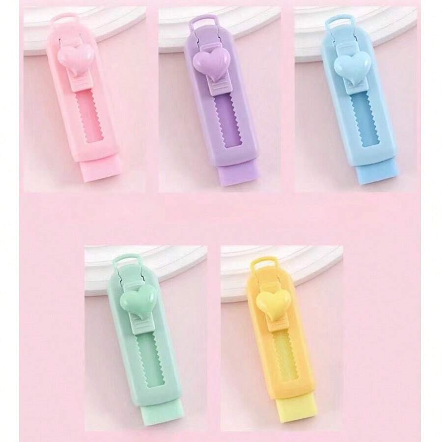 Macaron Colored Heart-Shaped Bow Push-Pull Eraser, Multi-Purpose For ...