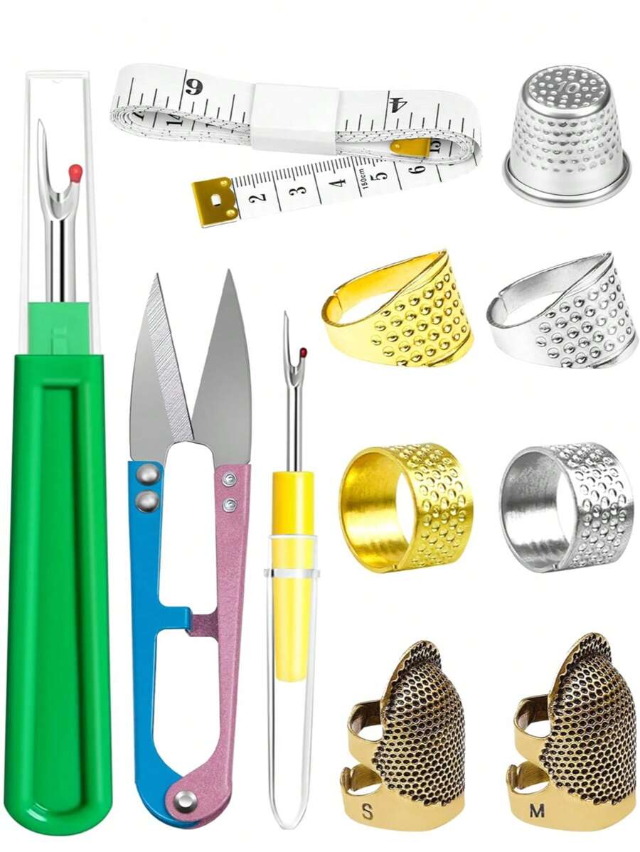 11-21pcs Sewing Needle Kit - Includes Sewing Thimbles, Metal Finger ...