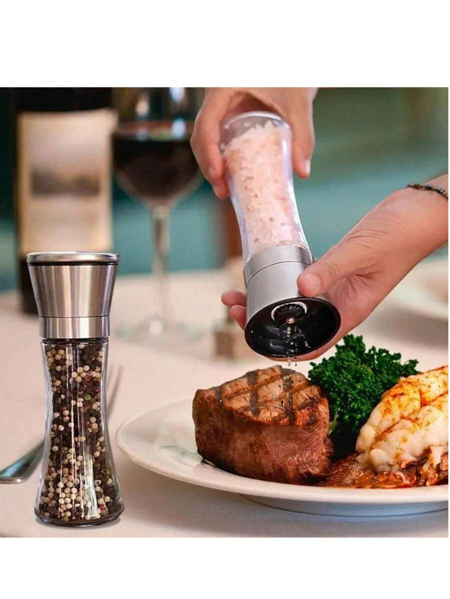 1PC Gorgeous Salt And Pepper Grinder Set - Refillable Stainless Steel ...