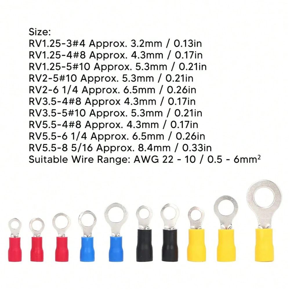 102PCS Insulating Ring Wiring Terminal Connector Classification Kit ...