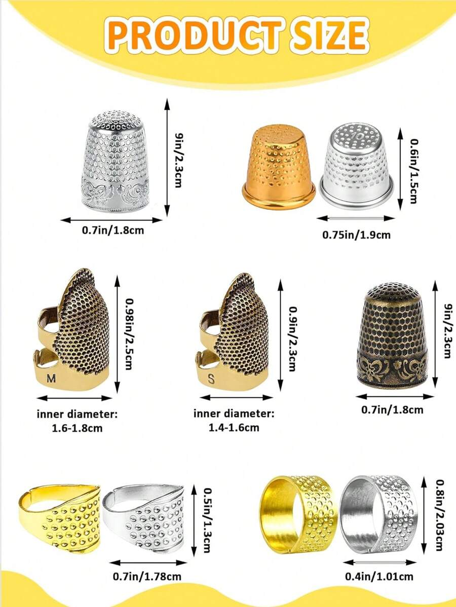 11-21pcs Sewing Needle Kit - Includes Sewing Thimbles, Metal Finger ...