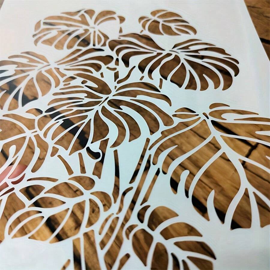 1pc Turtle Back Bamboo Design Stencil, Tropical Leaf Stencil For ...