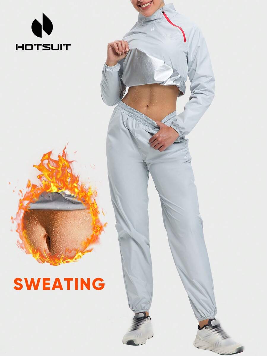 HOTSUIT Women Sauna Suit With Half Zipper Sweat Suit Ideal For Fitness & Training | SHEIN USA