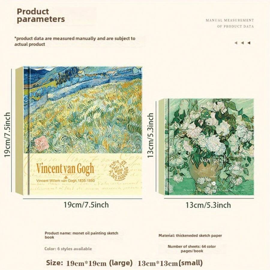 Square Van Gogh Hardcover Sketchbook Oil Painting Style Art Student ...