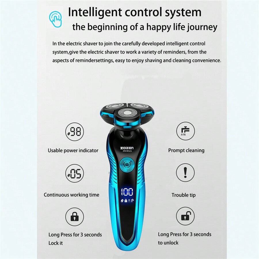 4-In-1 Multi-Function Smart Display 3D Electric Shaver, Fully Washable ...