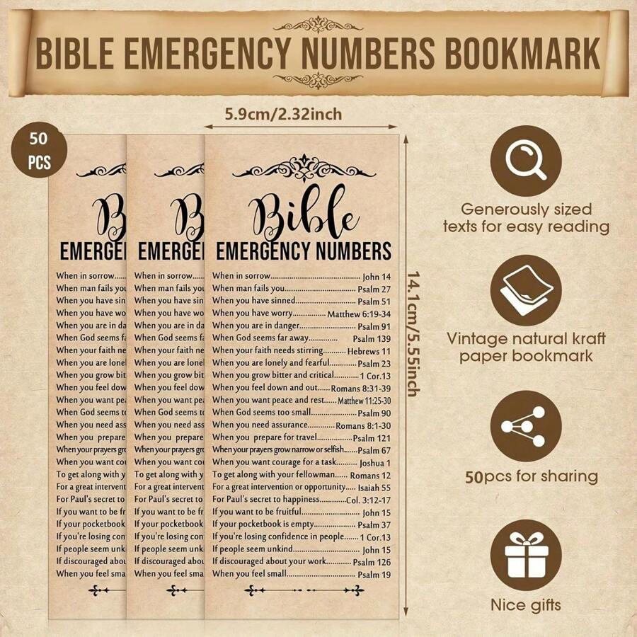 100pcs Verse Bookmarks - Inspirational Emergency Number Bookmarks For ...