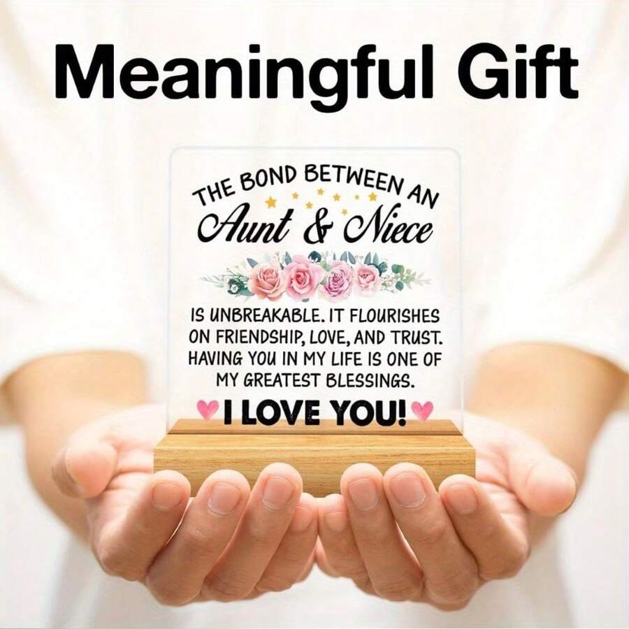 Aunt And Niece Bond Acrylic Desk Plaque With Wooden Stand Meaningful