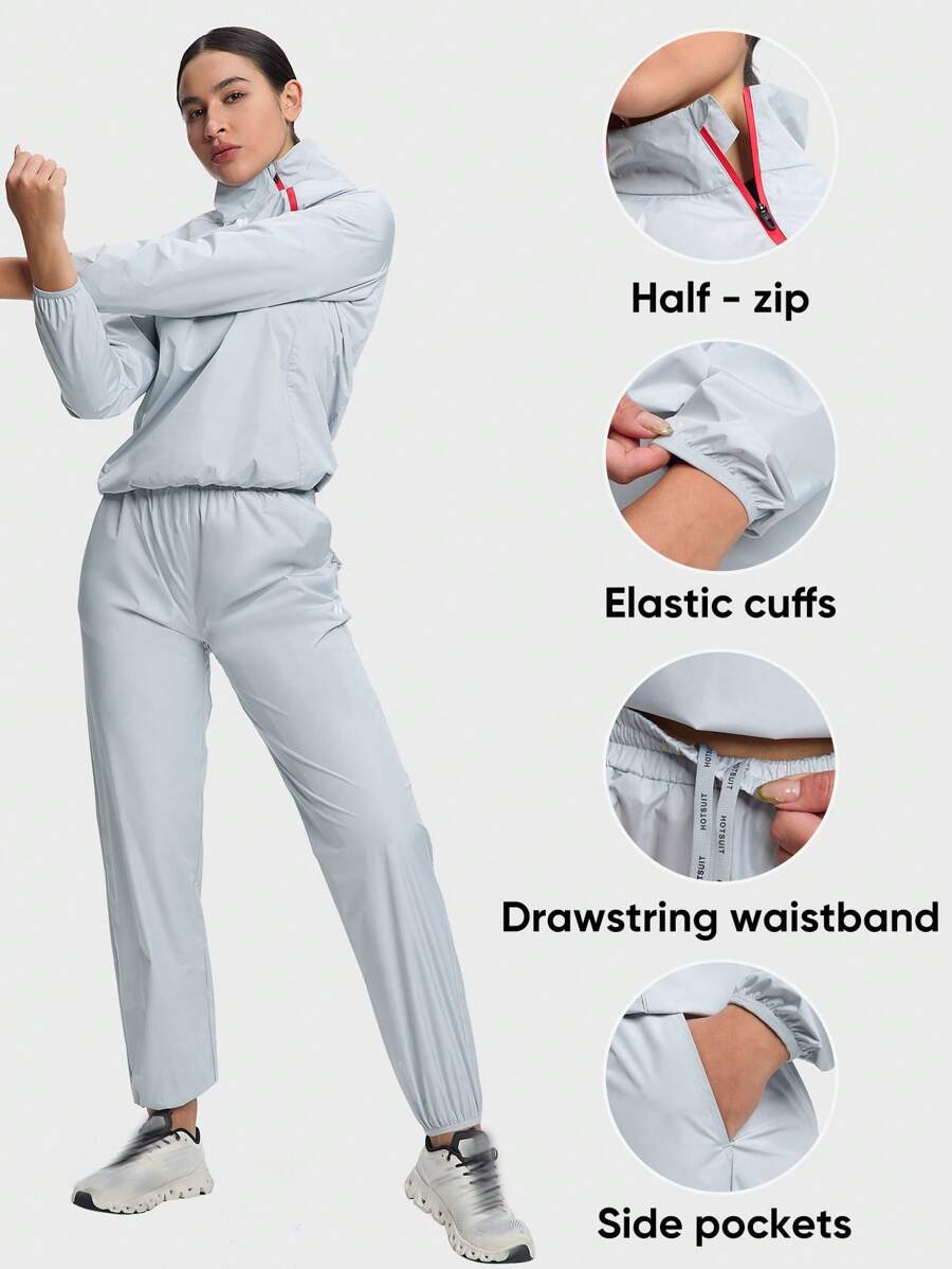 HOTSUIT Women Sauna Suit With Half Zipper Sweat Suit Ideal For Fitness & Training | SHEIN USA