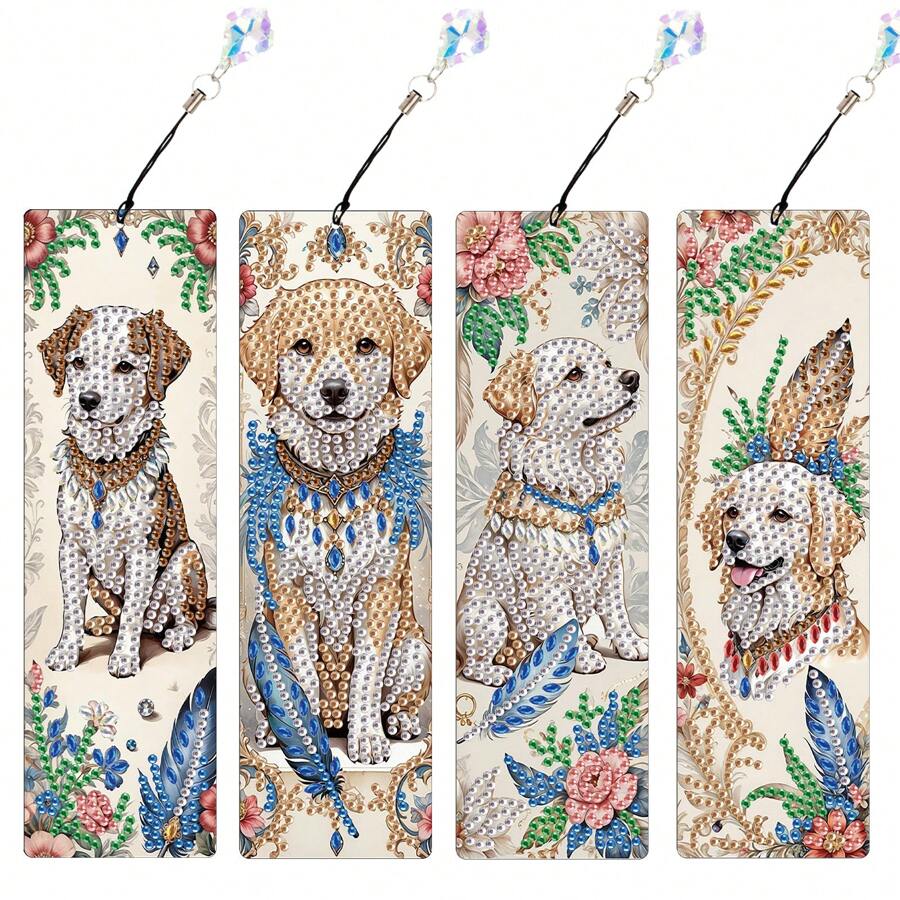 4pcs Diamond Art Painting Bookmark Set Cute Dogs, 5D Diamond Art ...