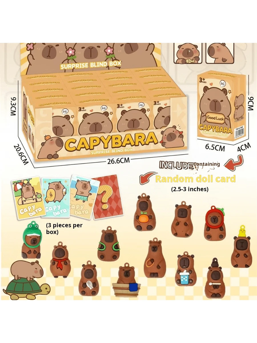 2pcs Capybara Angel Blind Box Doll Office Decoration Gift Mobile Phone ...