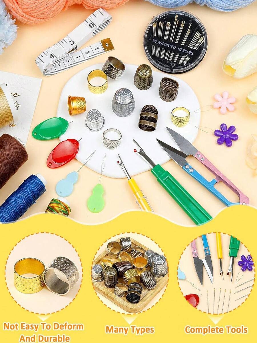 11-21pcs Sewing Needle Kit - Includes Sewing Thimbles, Metal Finger ...