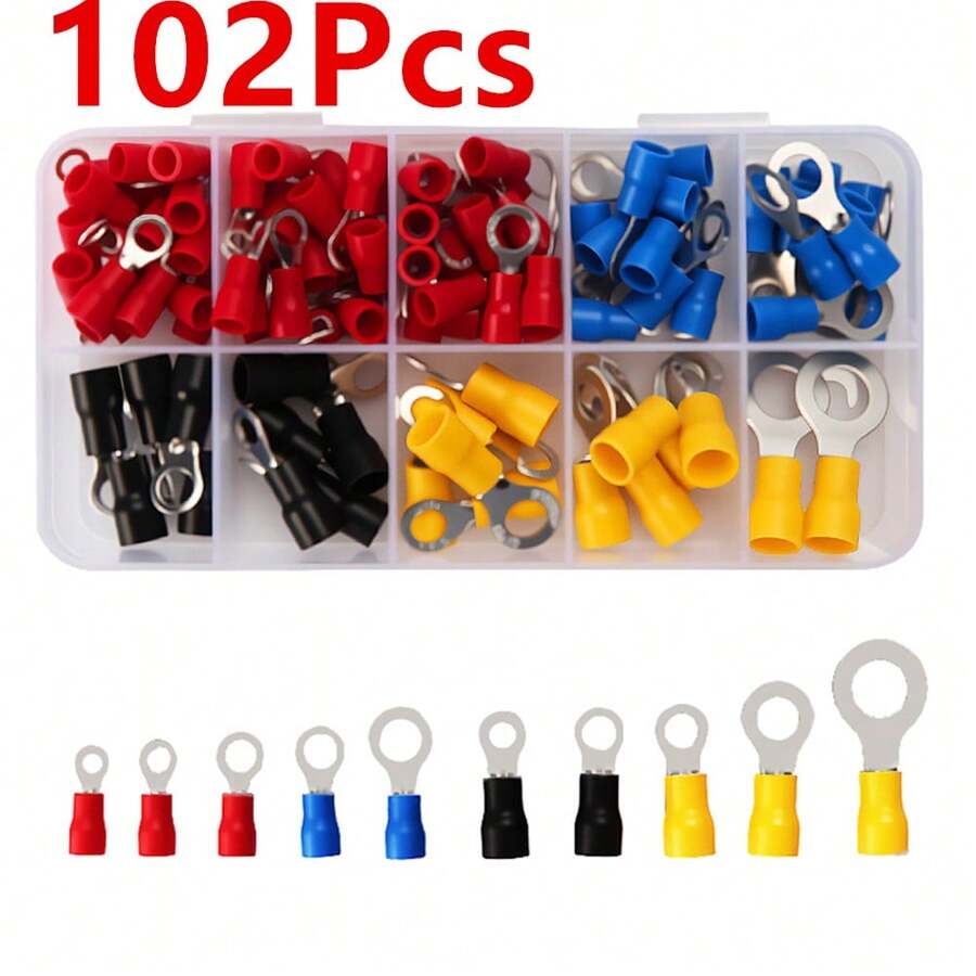 102PCS Insulating Ring Wiring Terminal Connector Classification Kit ...