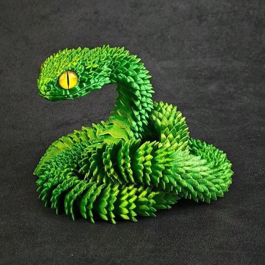 3D Printed Viper Figurine, Trending 2025 Year Of The Snake Handicraft ...