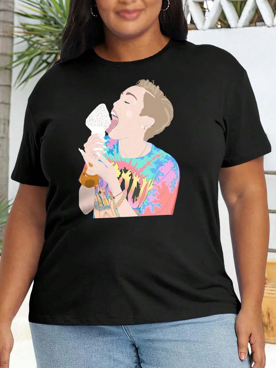 Miley Cyrus Oversize Oversize Women T-Shirt Pop Icon Twerking Queen ...