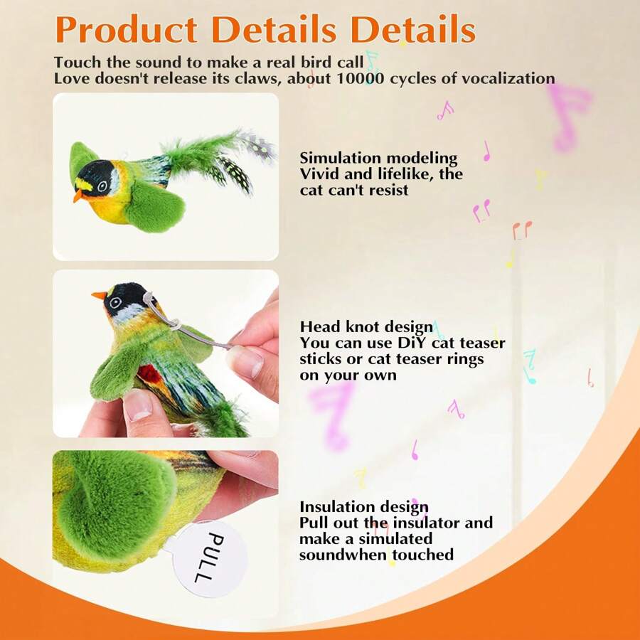 Pet Interactive Plush Sparrow And Bird Toy, Making Squeaking Sounds To ...