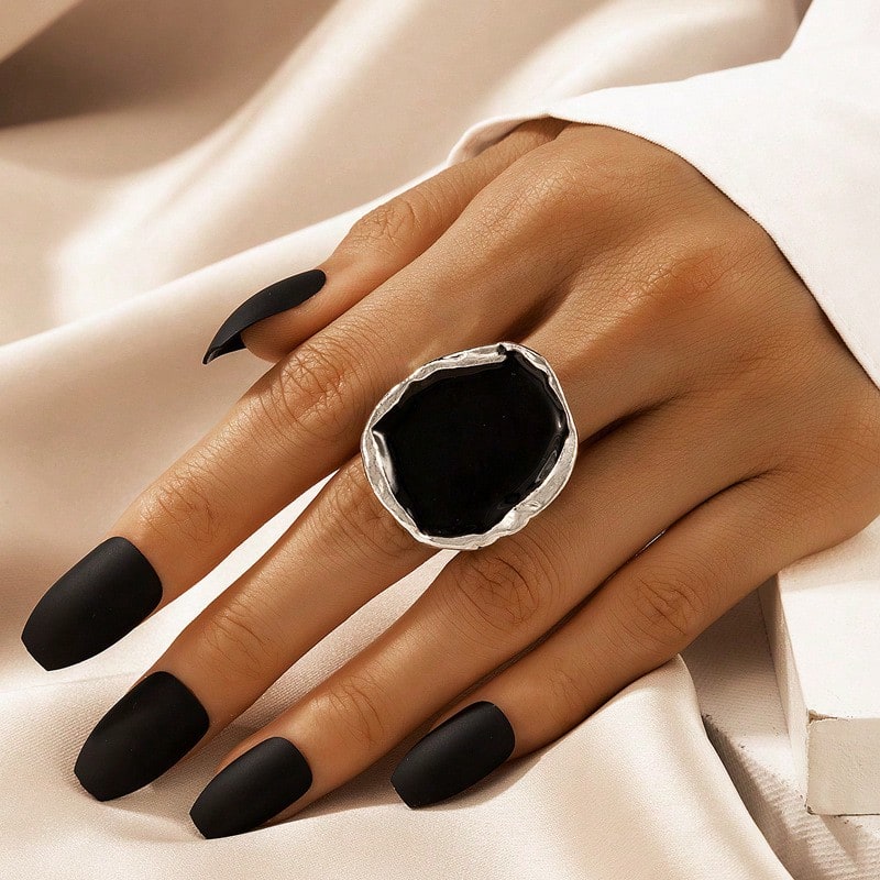 Exaggerated Quality Alloy Asymmetrical Gold-Trimmed Dripping Oil Rings ...
