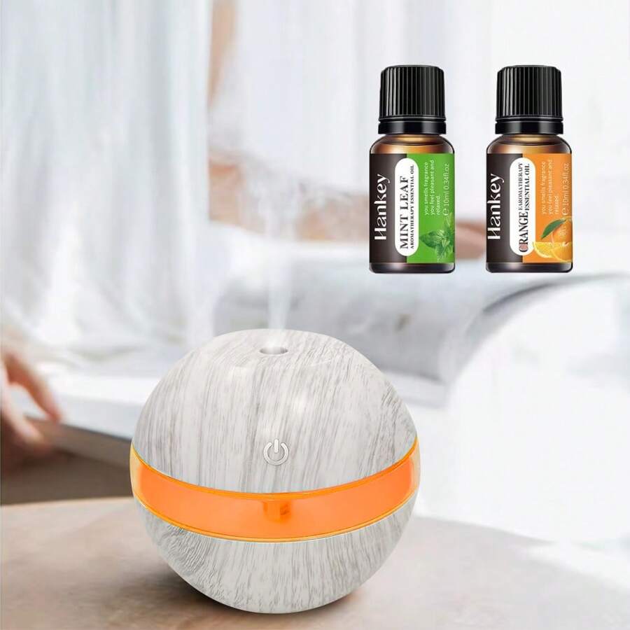 USB-Powered Wood Grain Humidifier With Touch Control - Aromatherapy Oil ...