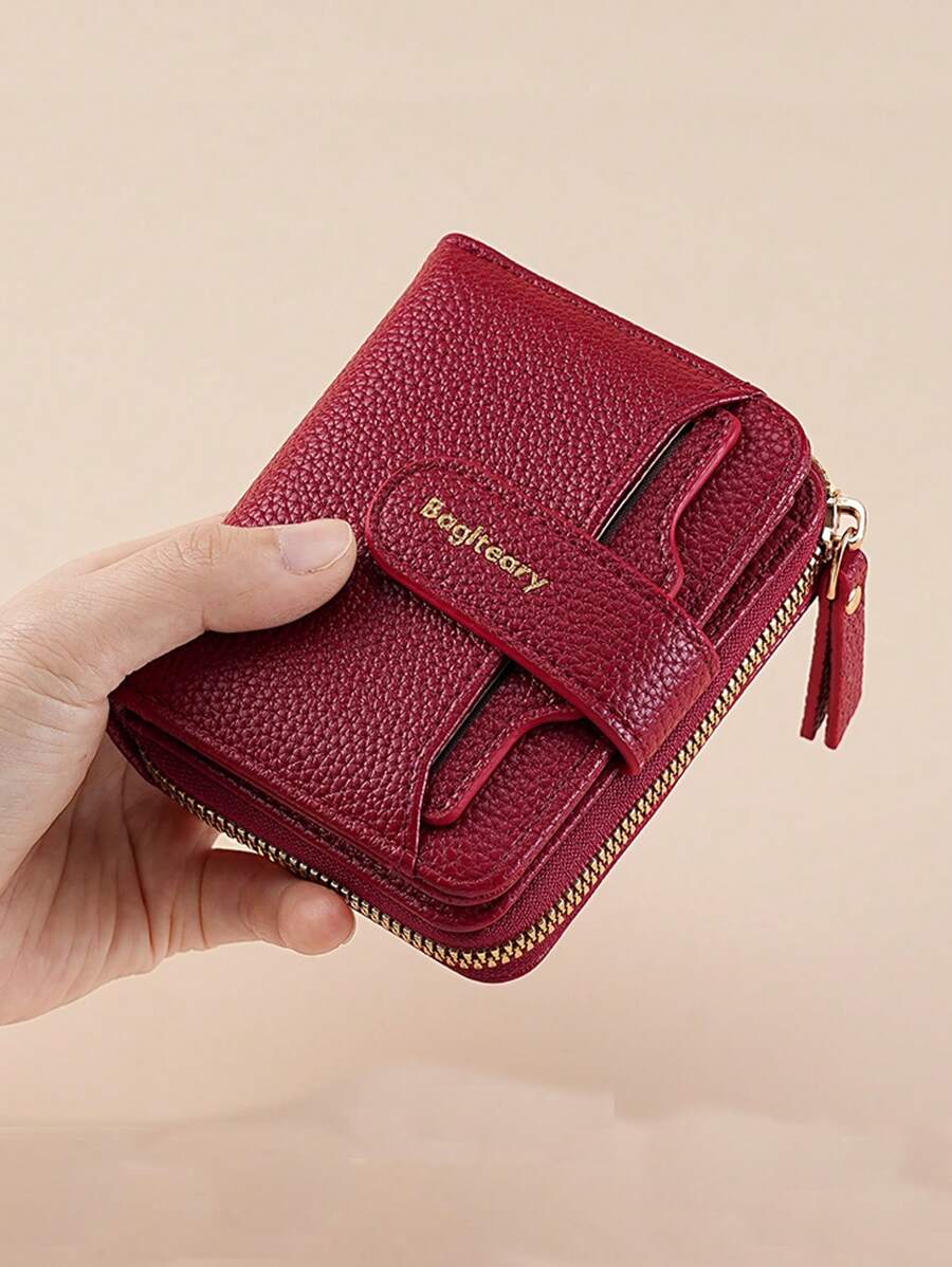 New Retro Lychee Pattern Letter Design Wallet Multi-Card Slots Short ...