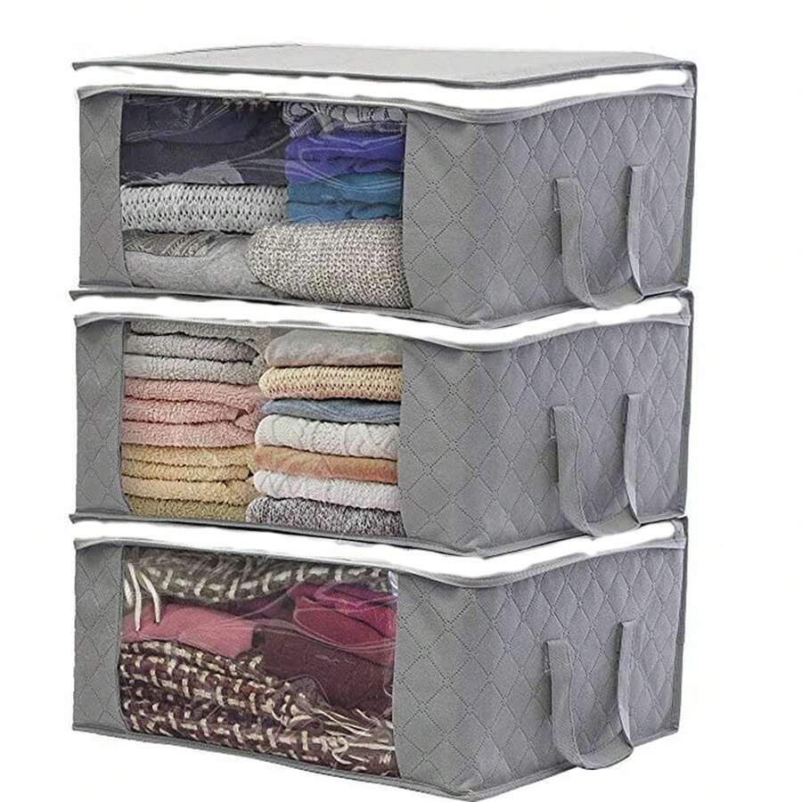 3pcs/Pack Large Capacity Storage Bags, Foldable Clothes Storage Boxes ...