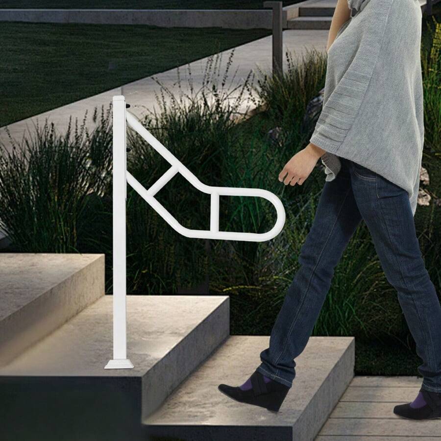 Single Handrail Garden Steps Stair Railing Floor-Mount U-Shaped Stair ...
