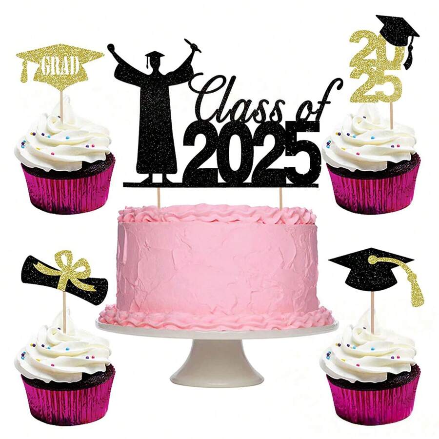1/5pcs Graduation Cupcake Toppers 2025 Graduation Party Decorations ...