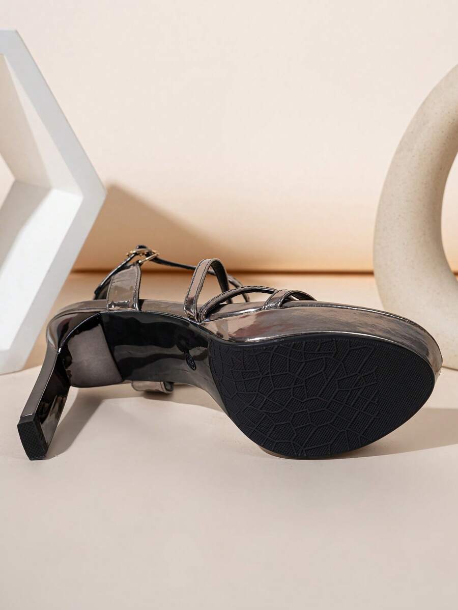 High Heel Sandals For Women 2025 Summer New Waterproof Platform Thick Heel Strap Round Toe ...