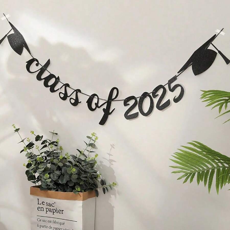 1pc Set 2025 Graduation Banners Party Decorations, Black Class Of 2025 ...